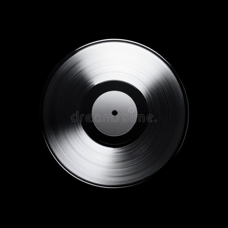 Silver Vinyl Record on Black Background Stock Illustration ...