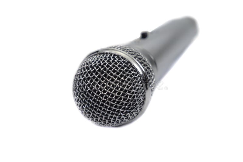 Silver Vocal Microphone High Angle View Stock Photo - Image of show ...