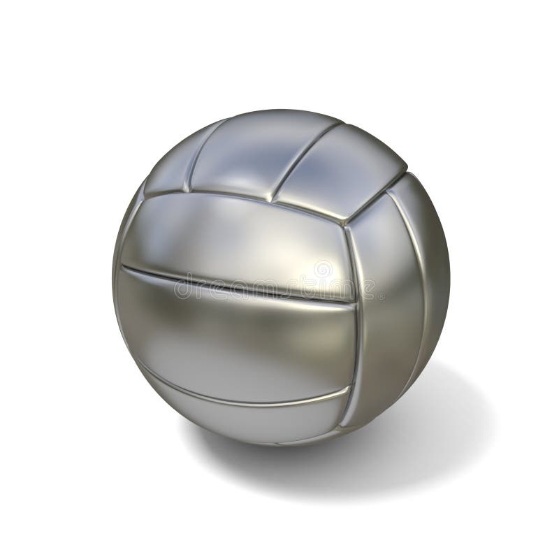 Silver Volleyball Ball Isolated on White Background. 3D Stock ...