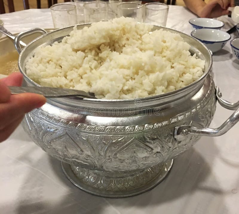 Rice in silver in Malaysia stock image. Image of malaysias - 263478765