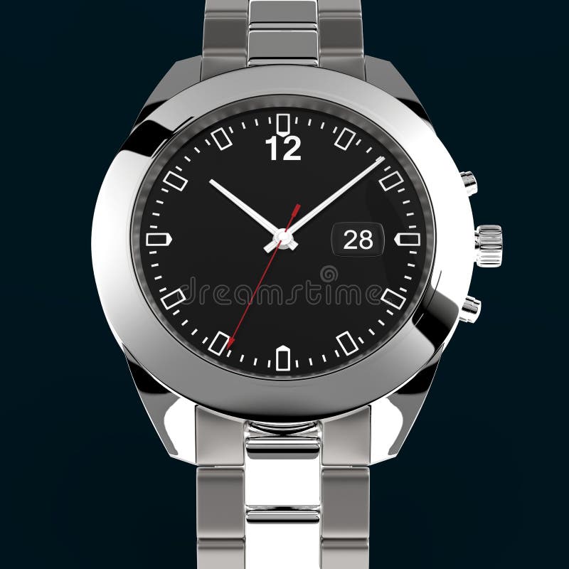 Silver Watch Clock Chronograph Face Luxury on Grey Checkered Background ...