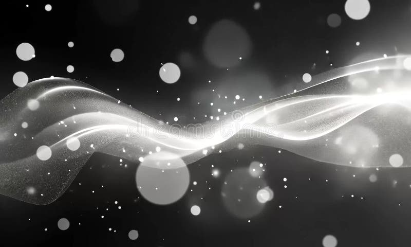 Silver Wave Abstract Background, Glowing Particles, Dark Space, Design ...