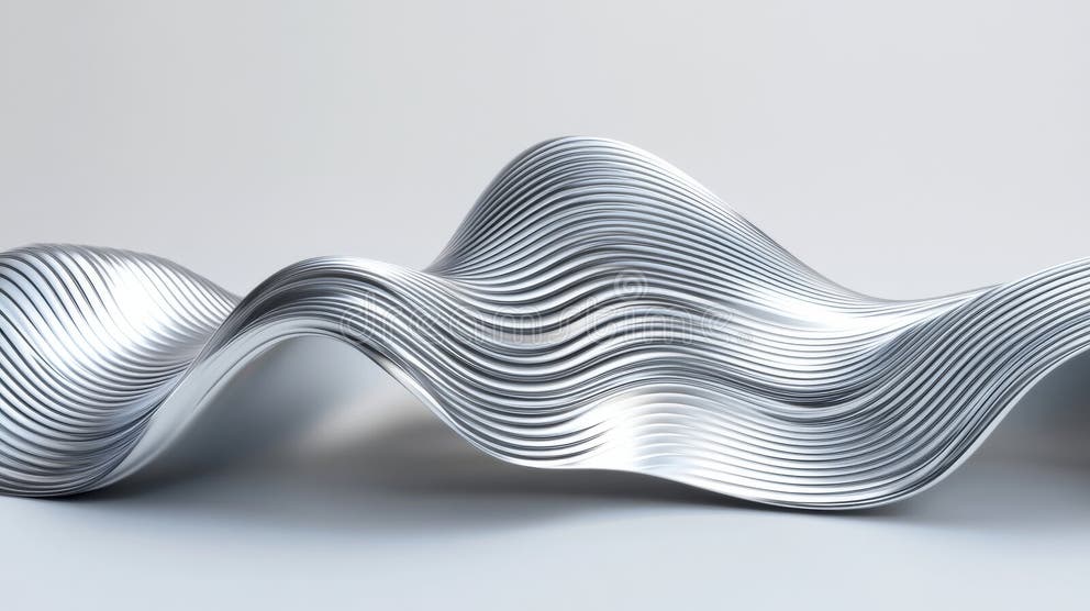 Silver Wave Abstract 3D Render, Metallic Texture, Fluid Design, Abstract Background, 3D Modeling ...
