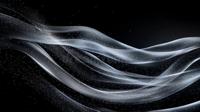 Silver Waves Abstract Background Dark Black Sparkle Stock Illustration ...