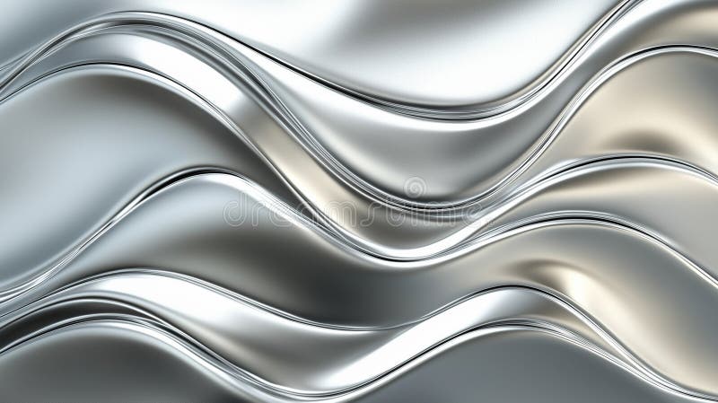 Silver Waves Undulating in a Smooth Metallic Surface Reflecting Light ...