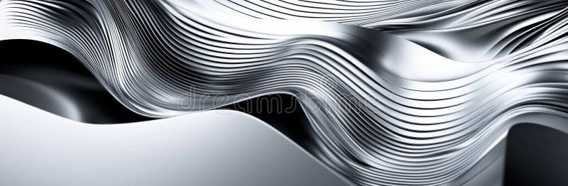 Silver Wavy Abstract Metallic Background 3D Rendered. Stock ...