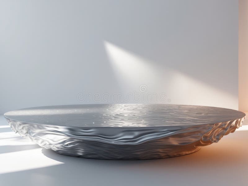 Silver Wavy Podium, Round Stand for Display, Modern Stage in Sunlight ...