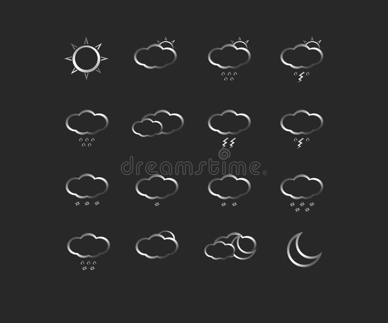 Silver Weather Icons stock illustration. Illustration of painting ...
