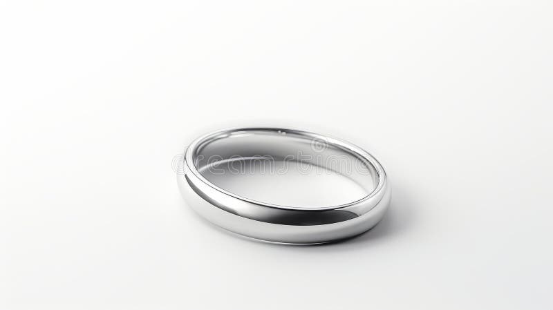 Silver Wedding Band on White Background the Ring is a Plain, Polished ...