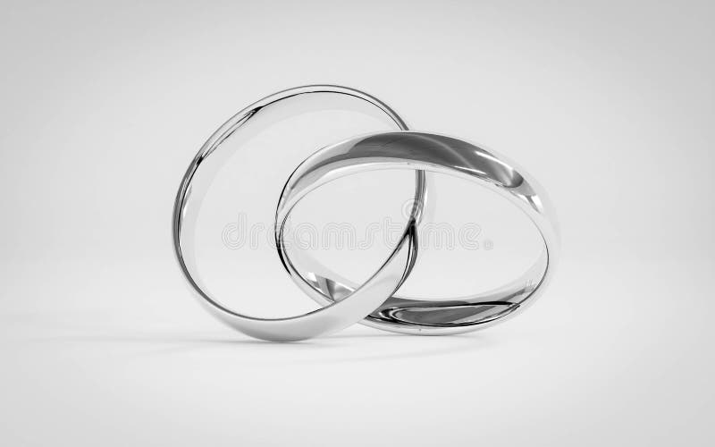 Silver Wedding Rings on White Background 3d Render Illustration Stock ...