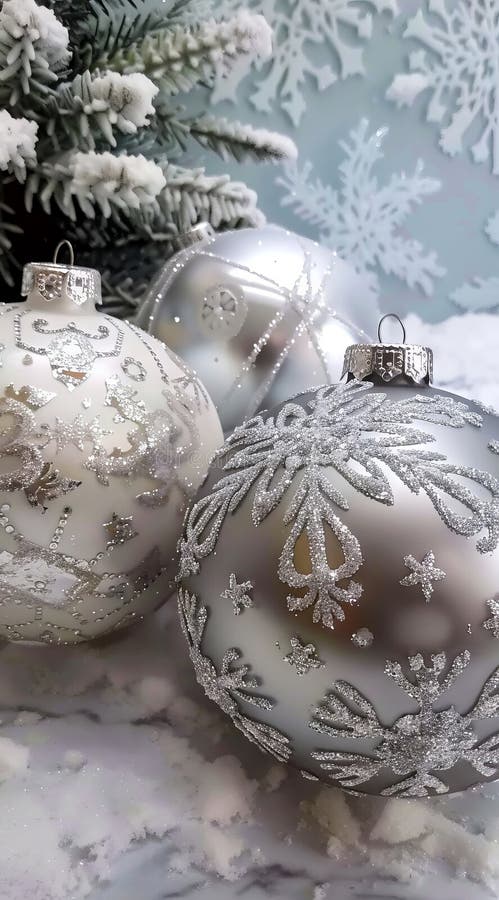 A Silver and White Christmas Ornament with Snowflakes Stock Image ...