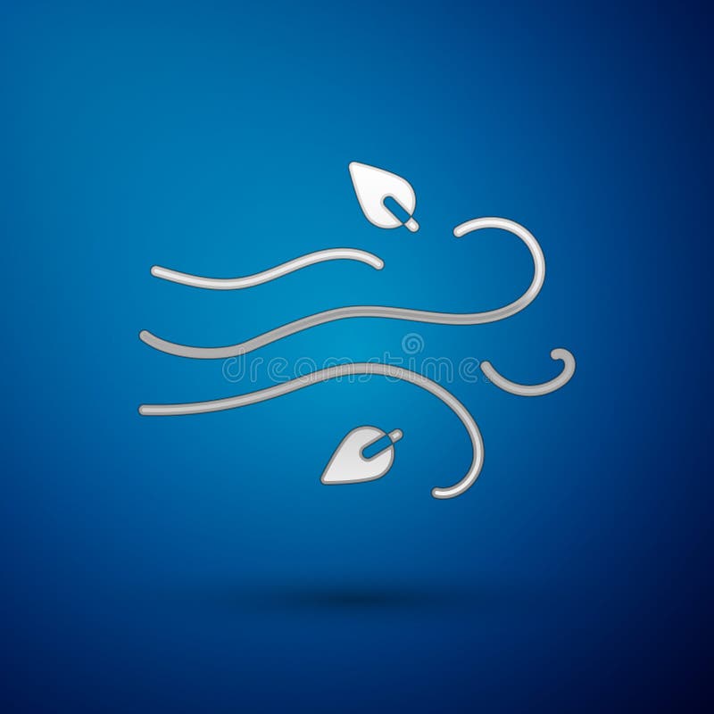Silver Wind Icon Isolated on Blue Background. Windy Weather Stock ...