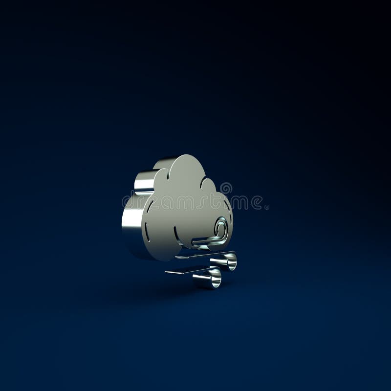 Silver Windy Weather Icon Isolated on Blue Background. Cloud and Wind ...