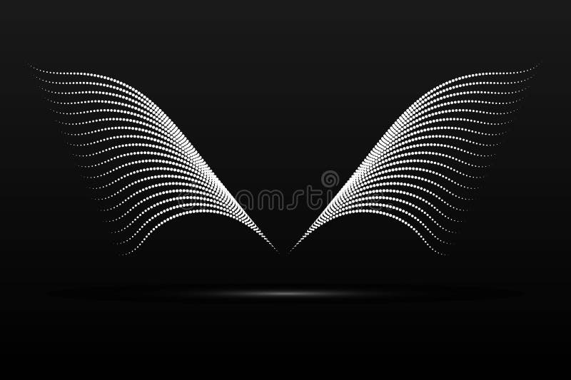 Silver Wings Linear Wavy Abstract on a Black Background. Angel Wings ...