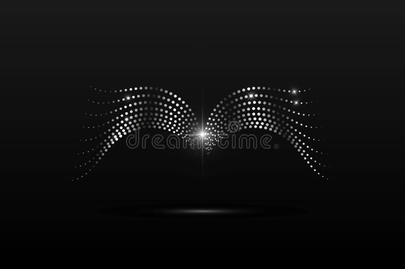 Silver Wings Linear Wavy Abstract on a Black Background. Angel Wings ...