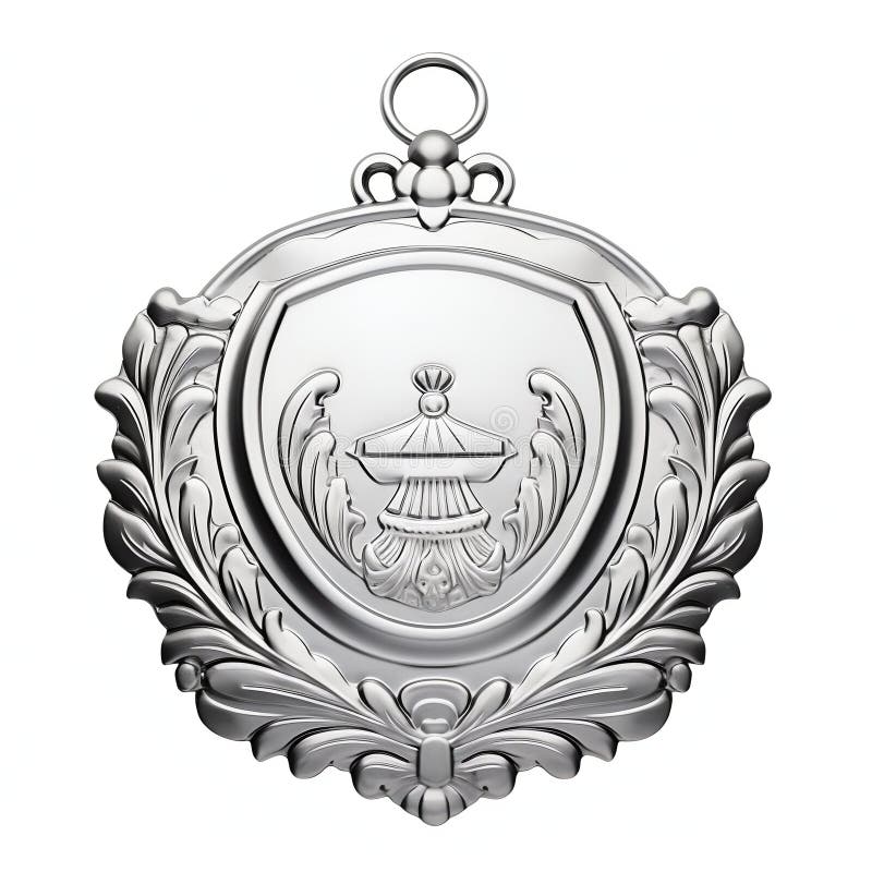 Silver Winner Circle Medal Isolated on White Background. Generative Ai ...