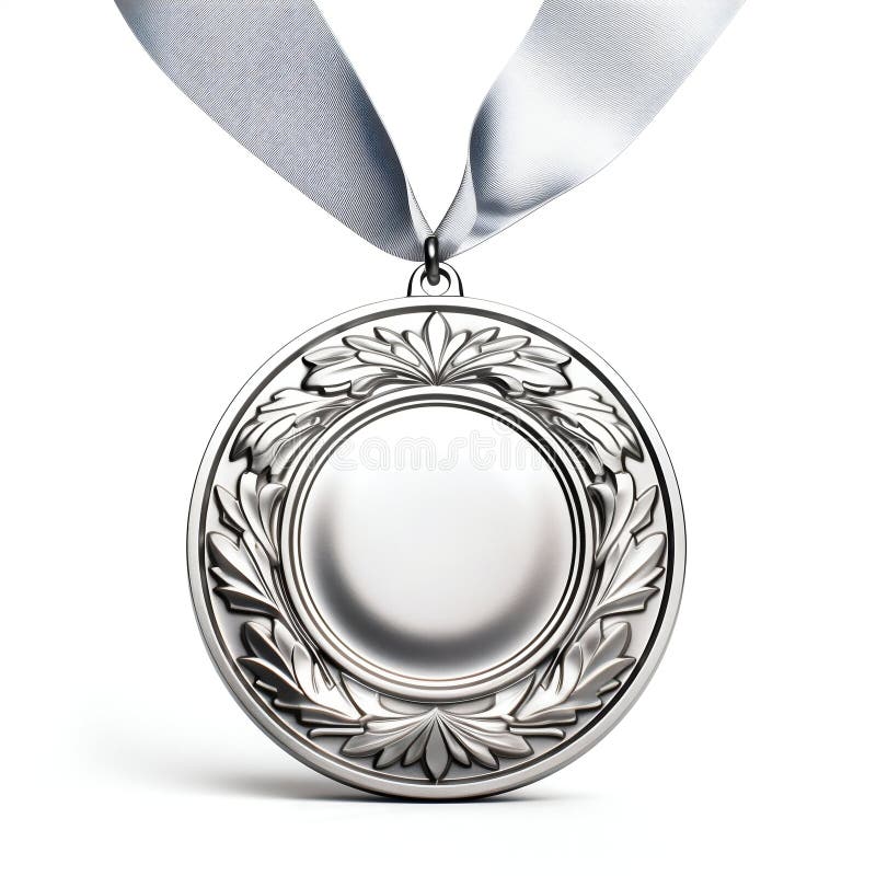 Silver Winner Circle Medal Isolated on White Background. Generative Ai ...