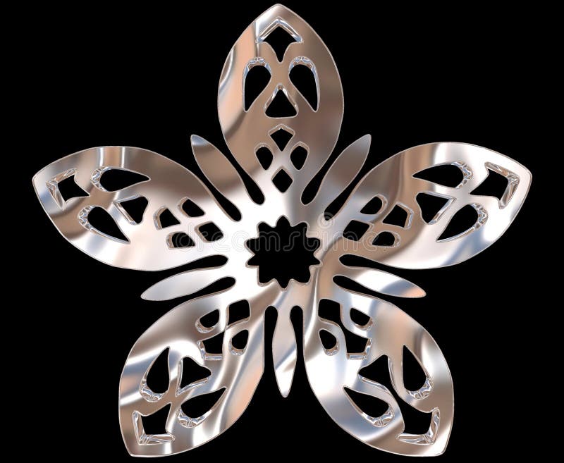 Silver Winter Snowflake on a Black Background Stock Illustration ...