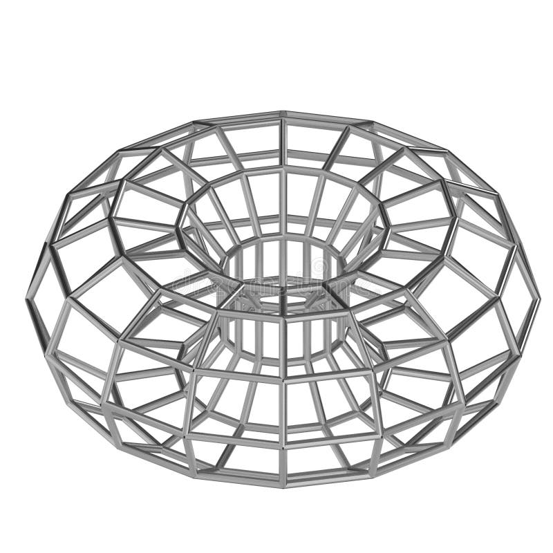Silver Wireframe Torus Structure with Geometric Mesh Pattern Stock ...