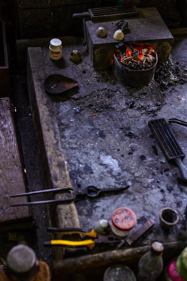 Silver Workshop and Tools in Myanmar Stock Image - Image of construct ...