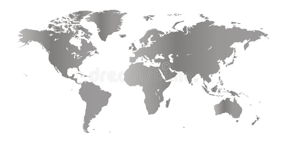 Silver World Map on White Background. Vector EPS10 Stock Vector ...