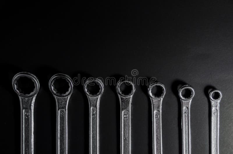 Silver Wrench Set on White Background. Mechanical Workshop Hand Tools ...