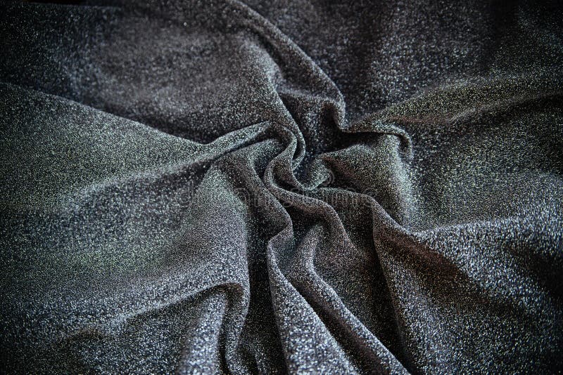 Silver Wrinkled Fabric Sand with Sequins. Gray Material Rolled Up with ...