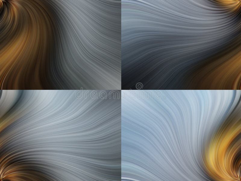 Silver and Yellow Colored Spiral Abstract Background, in Four ...