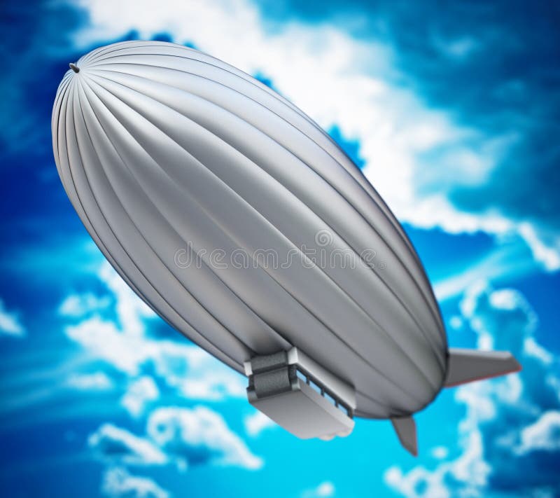 Silver Zeppelin Isolated on White Background. 3D Illustration Stock ...