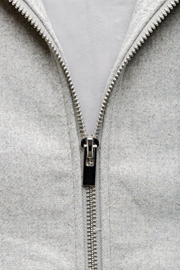 Silver Zip on Woolen Fabric Stock Photo - Image of jacket, cloth: 78241564