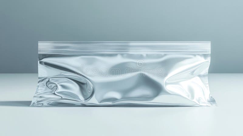 Silver Ziplock Plastic Bag on White Surface Stock Illustration ...