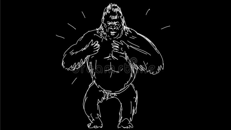 Gorilla Beating Chest Drawing