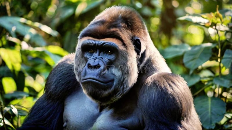 A Silverback Gorilla in a Lush Stock Footage - Video of large, congo ...