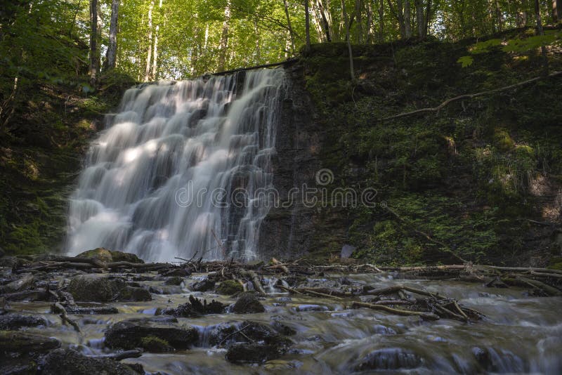 Silverfallet Staircase Waterfall Illuminated by Low Rays of Sun Stock ...