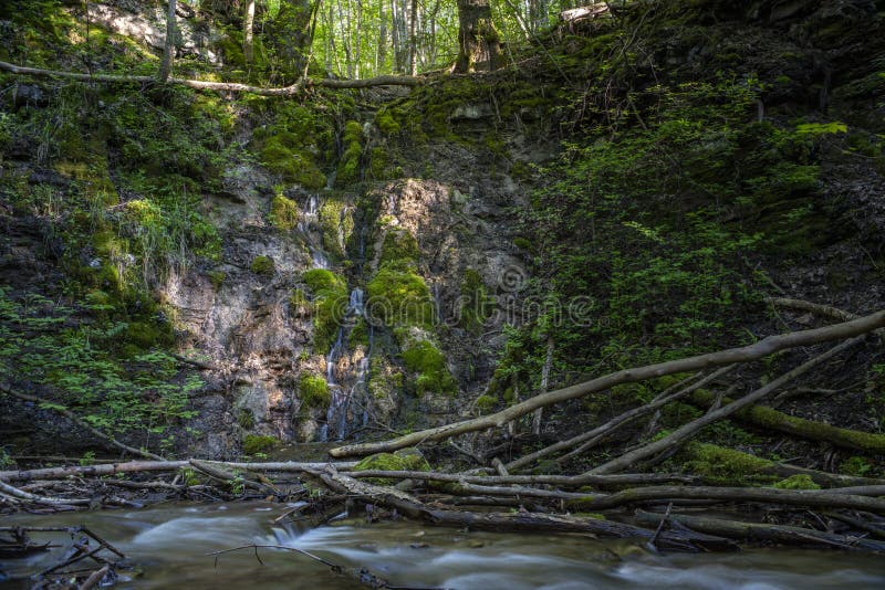 Silverfallet Staircase Waterfall Illuminated by Low Rays of Sun Stock ...