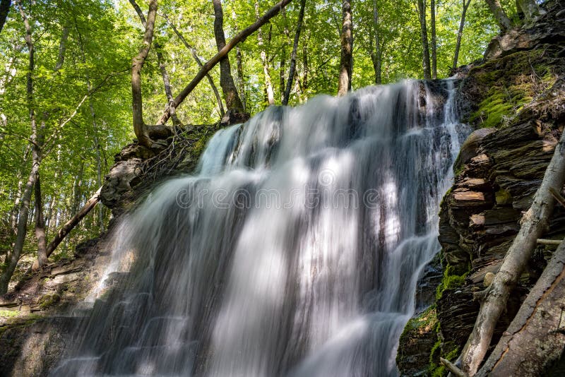 Silverfallet Staircase Waterfall Illuminated by Low Rays of Sun Stock ...