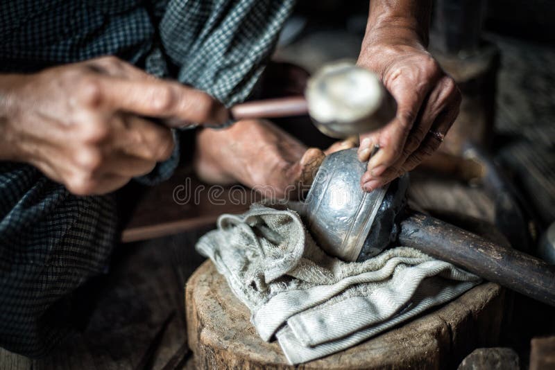 At Silversmith`s Workshop with Traditional Tools Stock Image - Image of ...