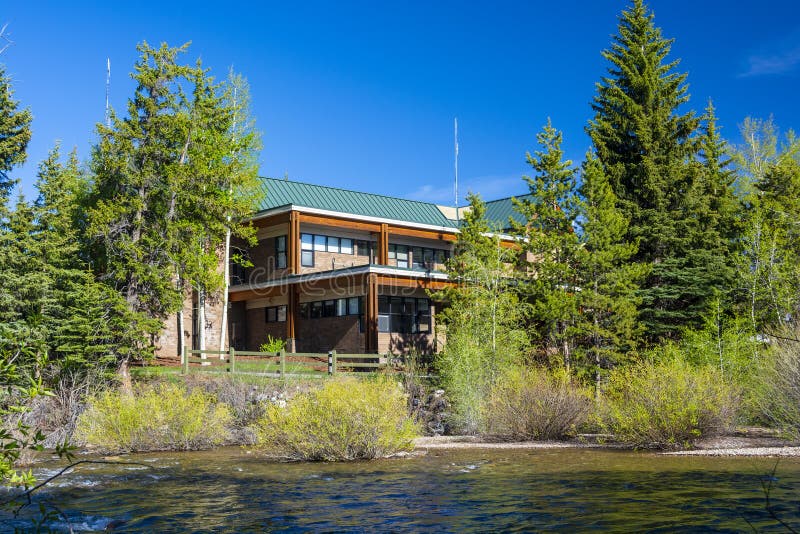 Silverthorne, Colorado Town Hall on a Sunny Day with the Blue River ...