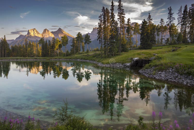 Silvertip Golf Course in Canmore Alberta at Sunset Stock Image - Image ...