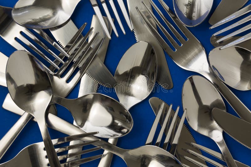 Silverware Blue stock image. Image of fork, metal, silverware - 26386089