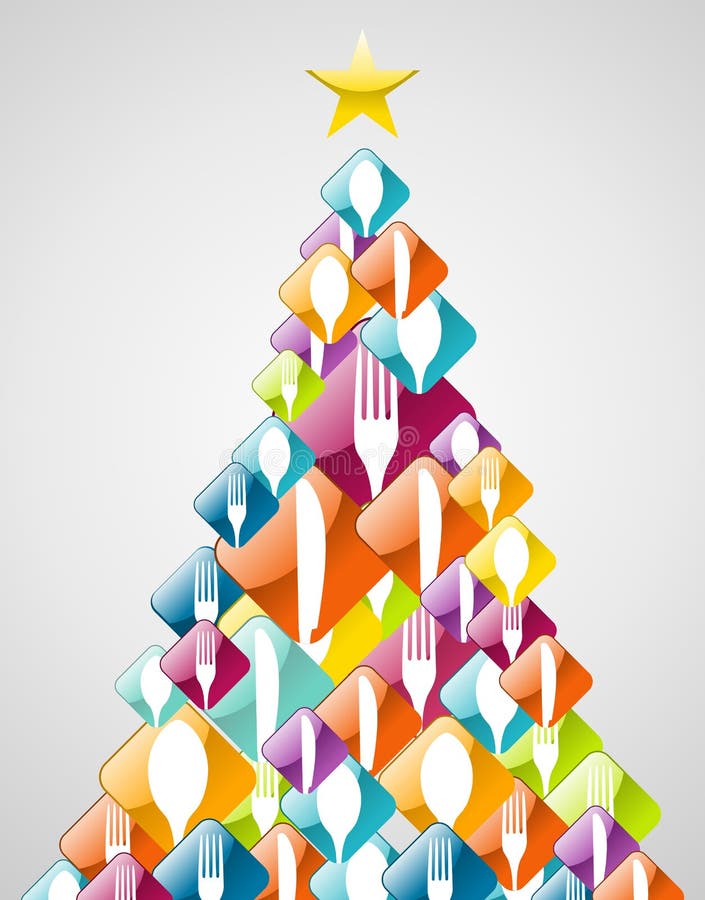 Silverware Christmas Pine Tree Stock Vector - Illustration of festive ...