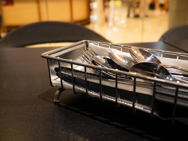 Silverware Cutlery Utensils Set with Folk Knife Spoon on Restaurant ...