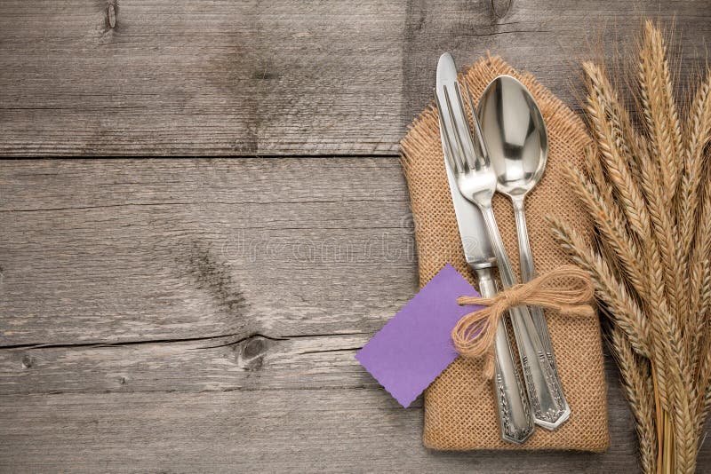 Silverware with an Empty Tag on a Table Stock Image - Image of serve ...