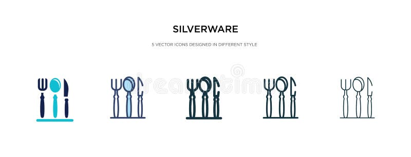 Silverware Icon in Different Style Vector Illustration. Two Colored and ...