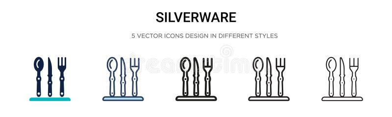 Silverware Icon in Filled, Thin Line, Outline and Stroke Style. Vector ...