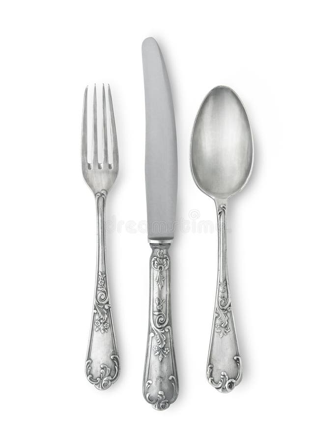 Ancient Silverware Set Top View Stock Image - Image of closeup, dining ...