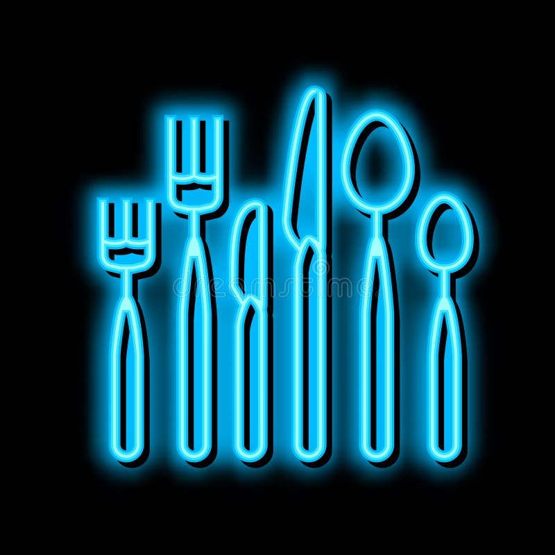 Silverware Utensil Neon Glow Icon Illustration Stock Vector ...