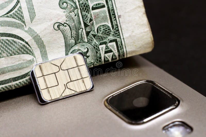 SIM Card for Cellular Phones on Dollar Bill Stock Image - Image of ...
