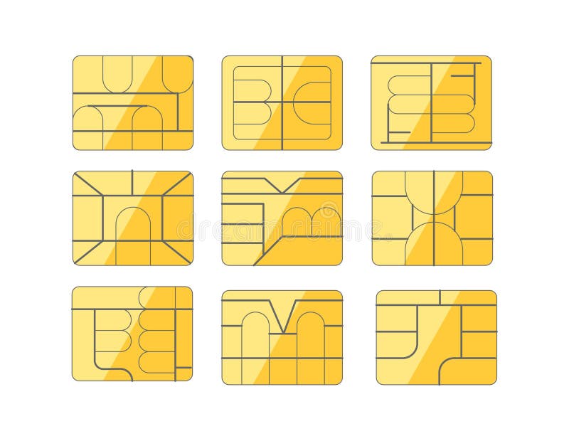 Sim Card Chips Showing Different Integrated Circuit Patterns for Mobile ...