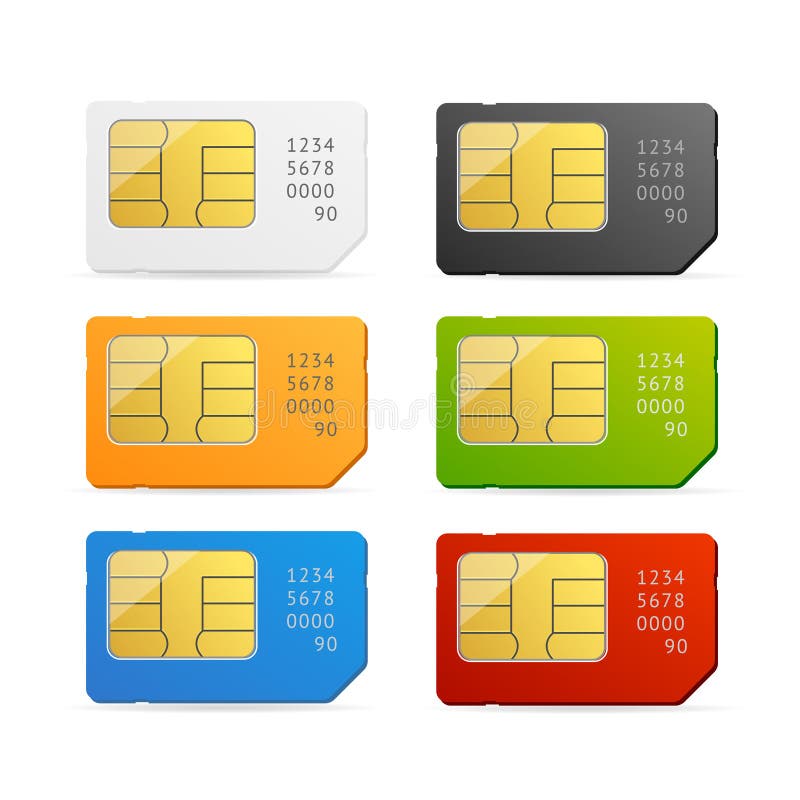 Sim Card Colorful Set Vektor Vektor Abbildung - Illustration von ...